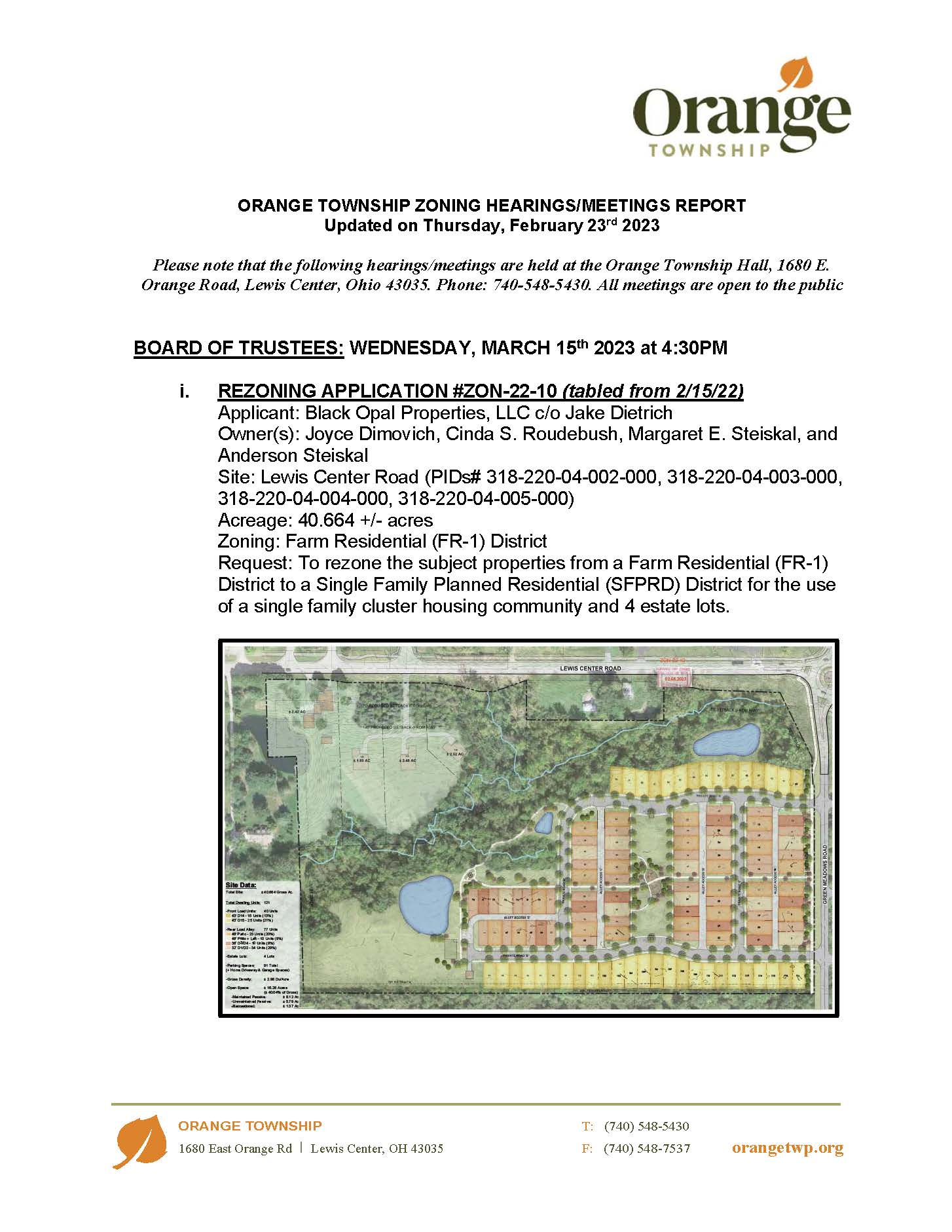 2023.03.15, 4:30PM Board of Trustees Zoning Hearing - Orange Township ...