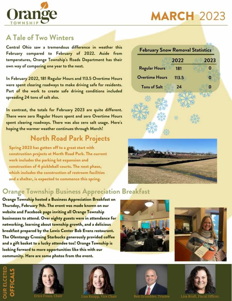 March 2023 Newsletter - Orange Township, OH - Official Website